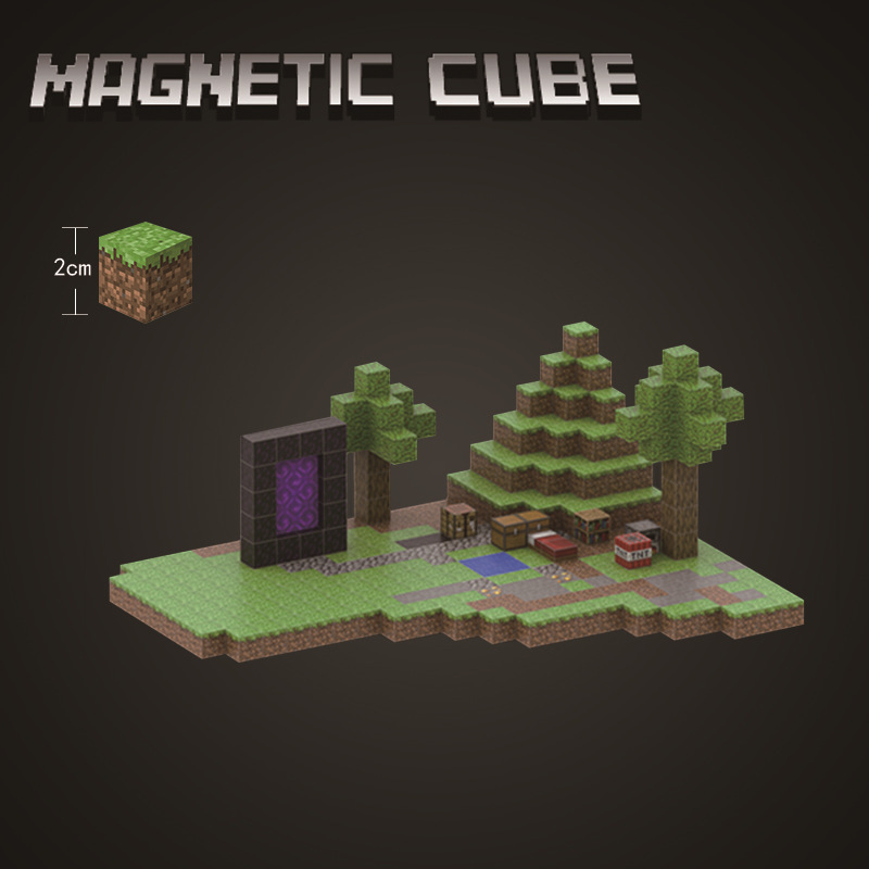 ODM Minecraft Magnetic Dual World Set: Build Overworld & Nether Portal ...