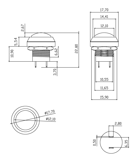 China Round Metal Push Button Switches 12C(PBS-33B) Series Factory ...