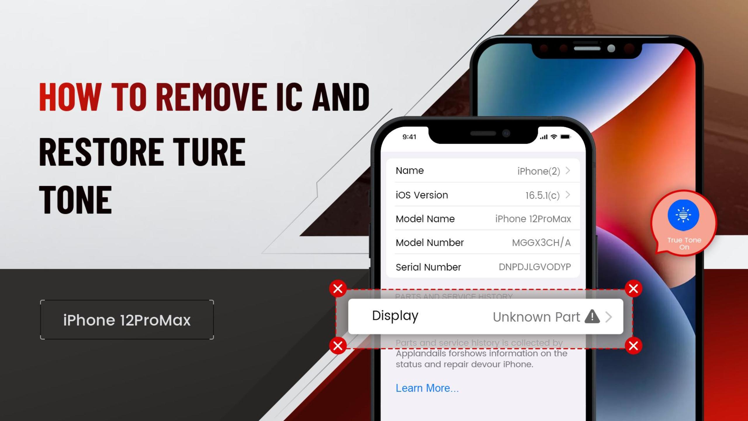 12promax how to remove IC and restore ture tone