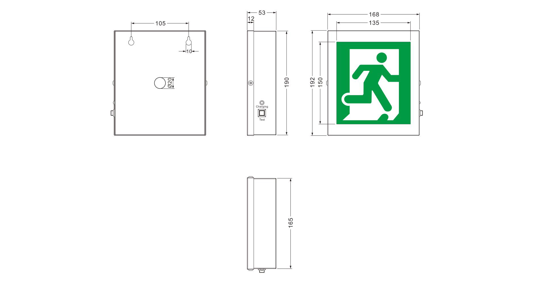China High Quality 165 Emergency Exit Sign Box Manufacturer, Factory ...