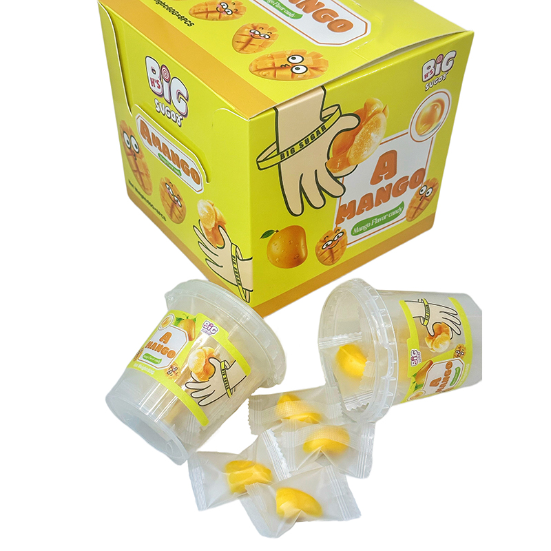 OEM Mini bucket A Mango gummy candy toy factory peeled mango gummy ...