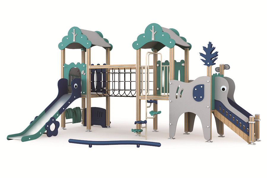 Animal Theme Playground with Stainless Steel Slide and Elephant Ladder ...