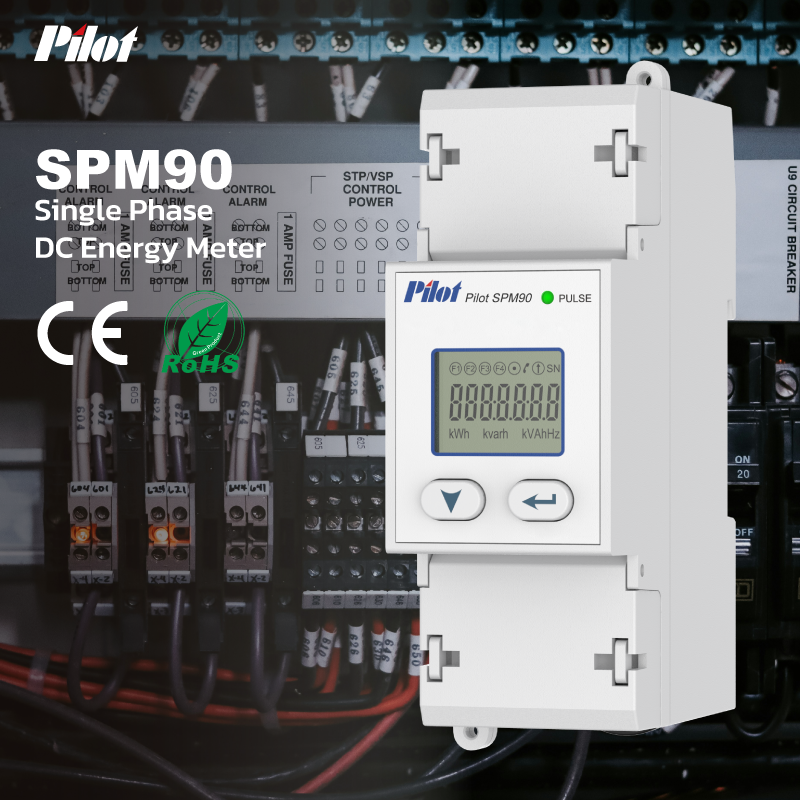 OEM Din-Rail DC Unufaza Energimezurilo SPM90 kun baza funkcio kaj pulsa eligo, laŭvola Ŝunto ...